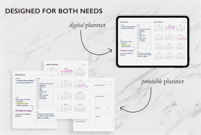 Undated Teacher Planner, Printable & Digital, Goodnotes, Notability ...