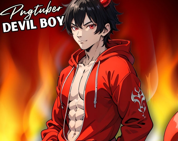 Tracksuit DEVIL Boy PNGTUBER, Male Model, Ideal for Streamers & Vtubers ...