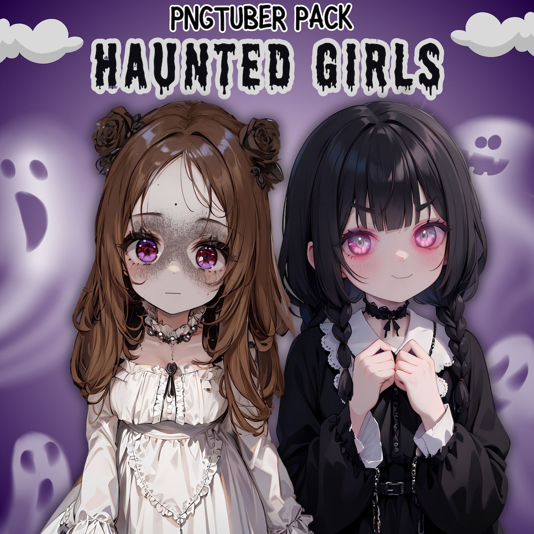 Pngtuber Haunted Girls Pack, Premade Cute 2d Girl Pngtubers. Perfect ...
