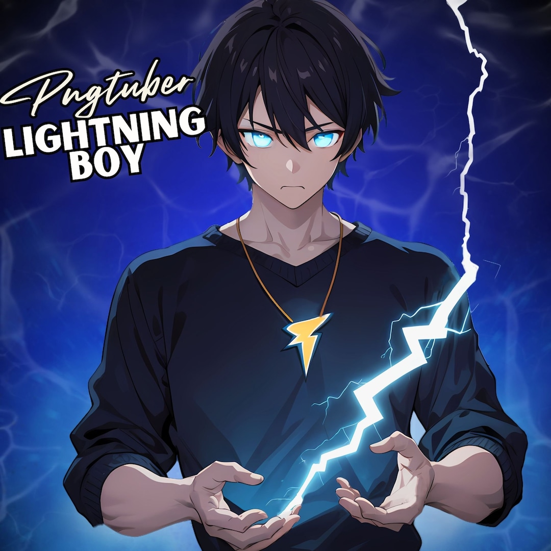 Lightning Boy PNGTUBER, Male Model, Premade for Streamers & Vtubers ...