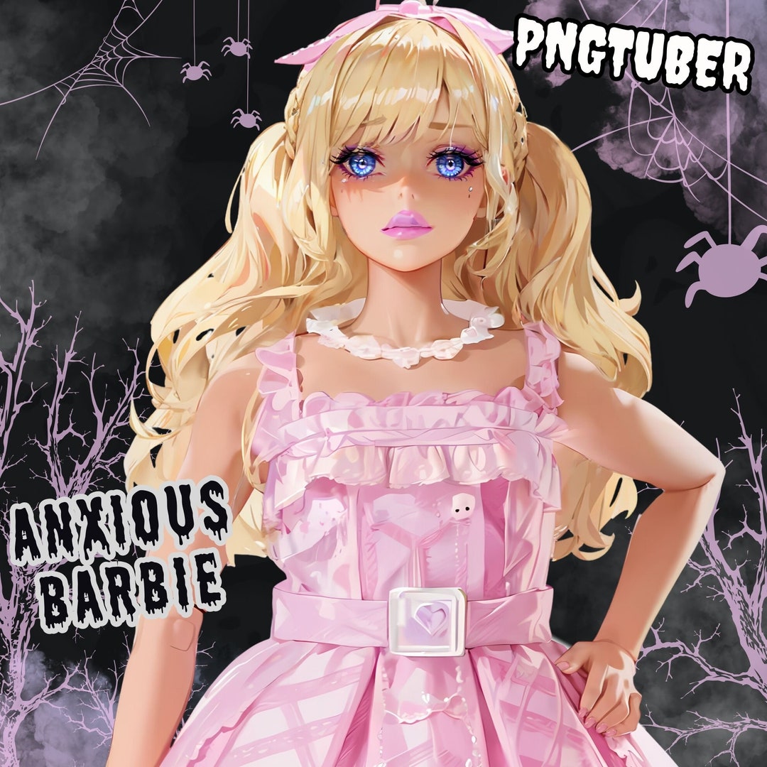 PNGTUBER PINK ANXIOUS Doll. Premade Girl Pngtuber | Fun Female Model - Etsy