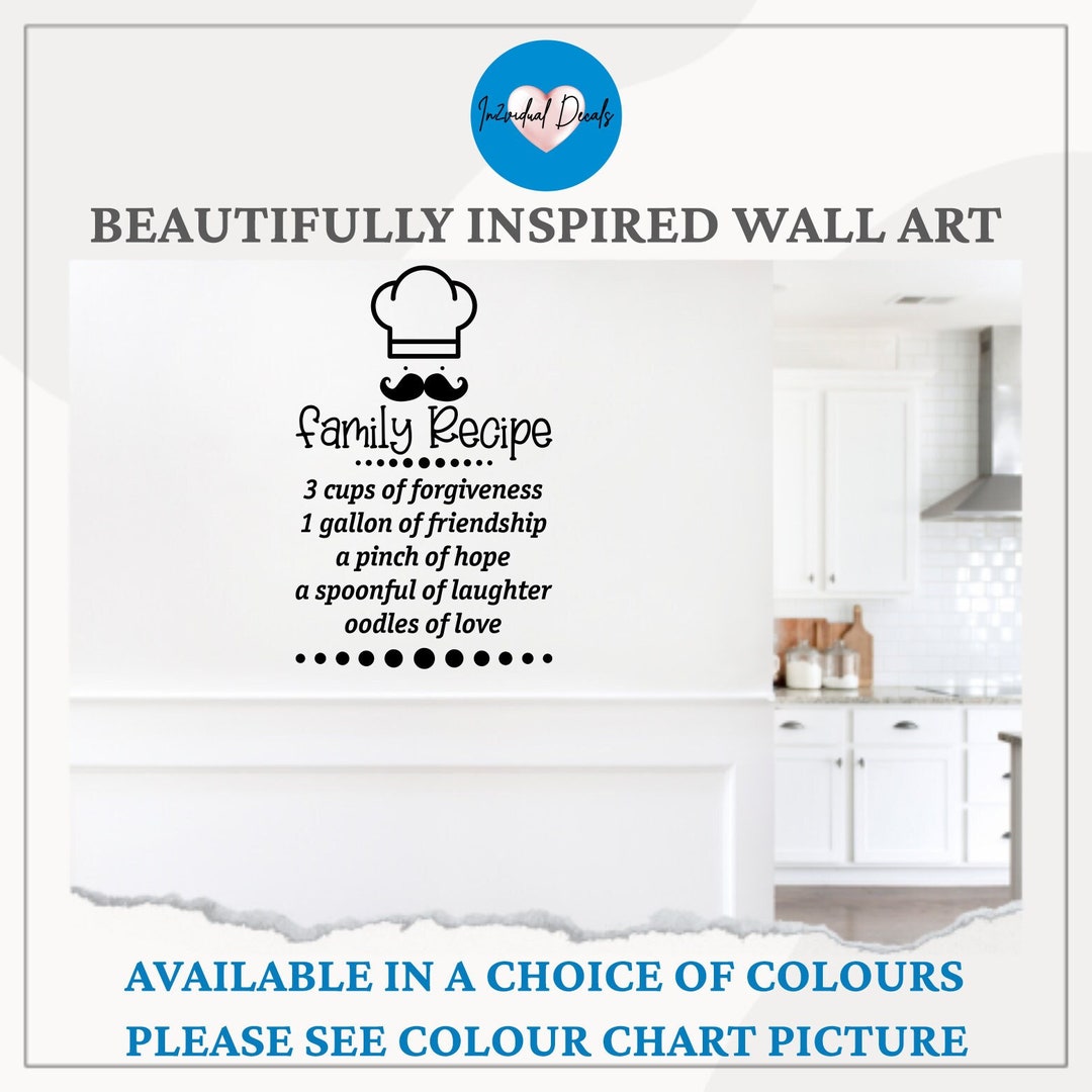 Wall Decal/sticker Matt Vinyl, Family Recipe, Kitchen Decor, Kitchen ...