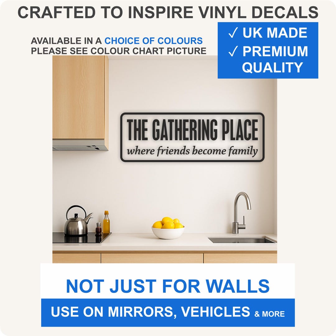 The Gathering Place Vinyl Wall Decal – Matte Quote Sticker (black ...