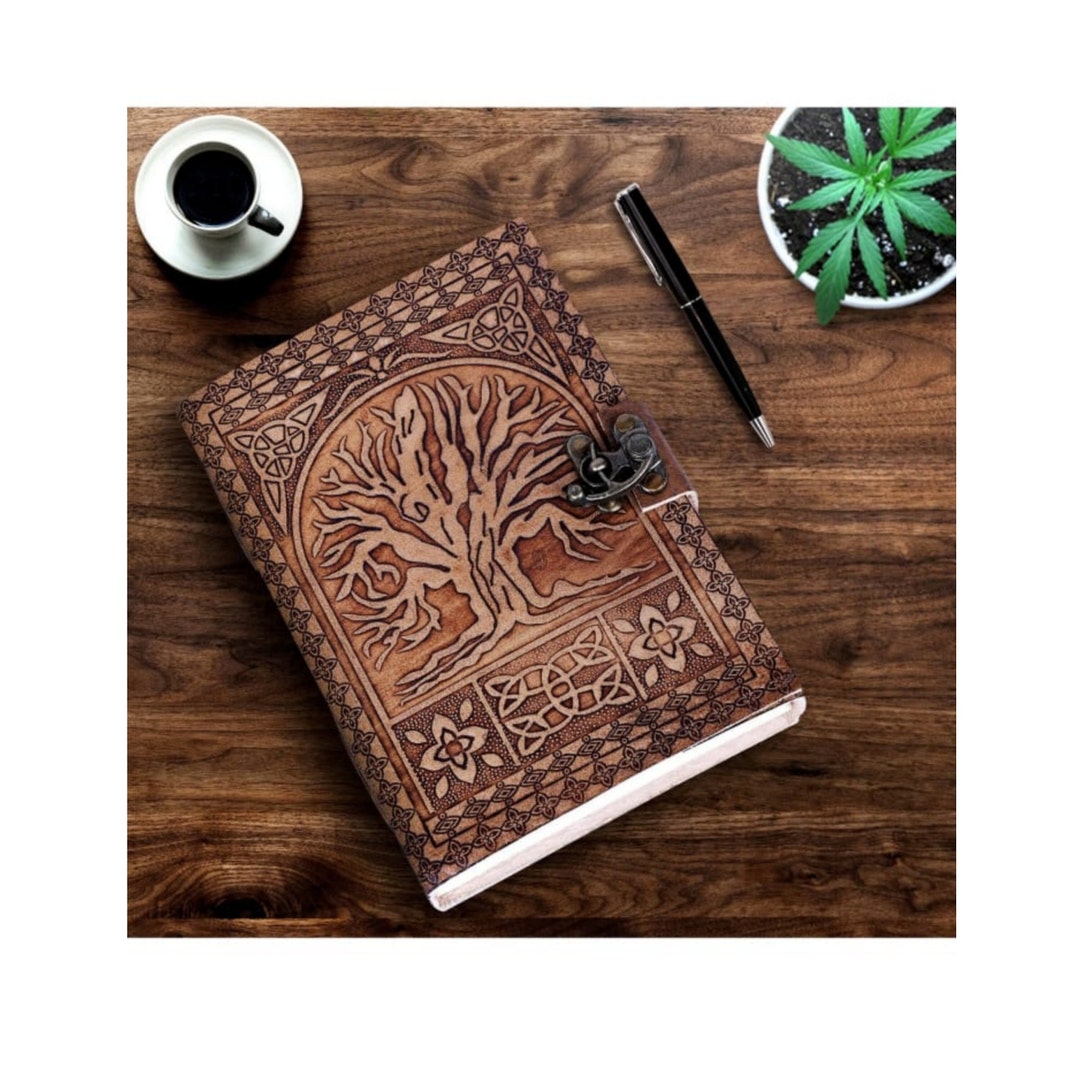 Vintage Leather Journal, Tree of Life, Leather Bound Journal-antique ...