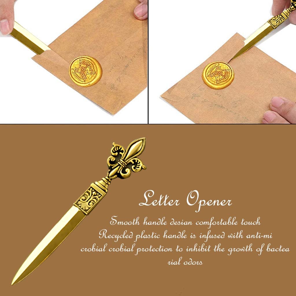 Quill Pen and Ink Set, Calligraphy Feather Pen With Wax Seal Stamp ...