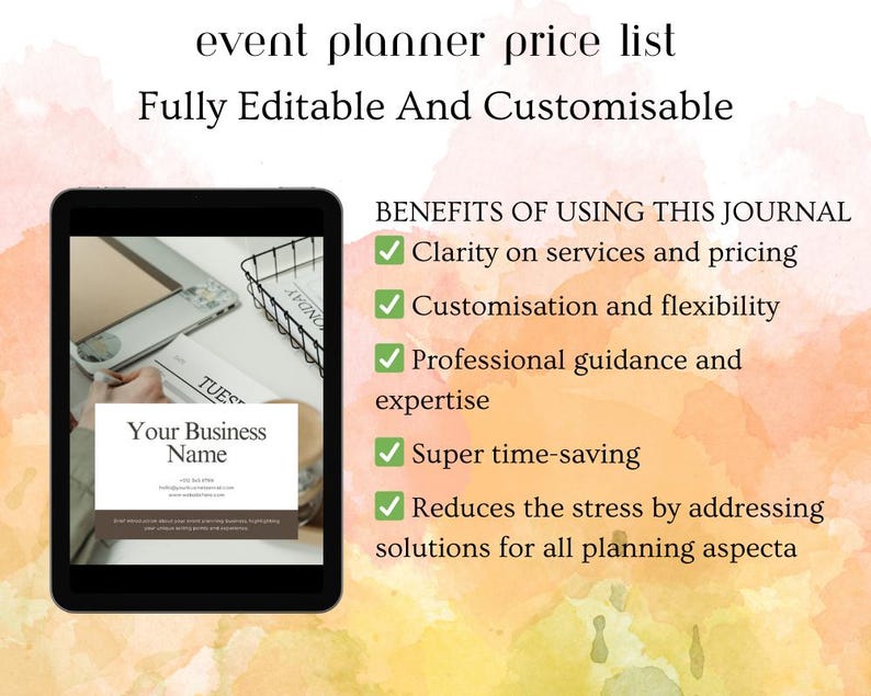 Event Planner Price List Instant Download Digital Download Canva ...