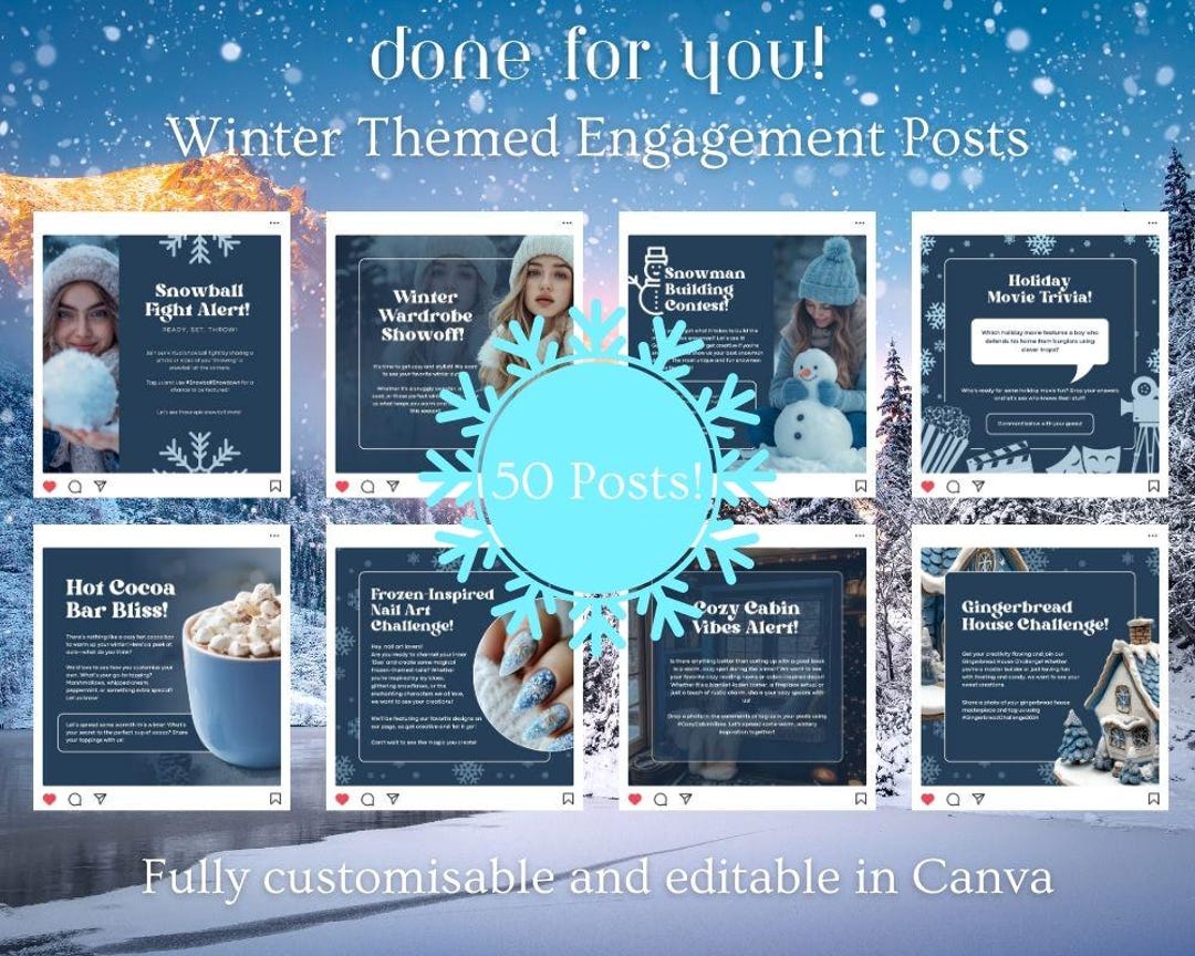 50 Winter Themed Social Media ENGAGEMENT POSTS Done-for-you ...