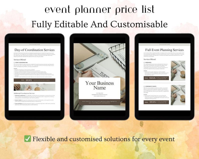 Event Planner Price List Instant Download Digital Download Canva ...