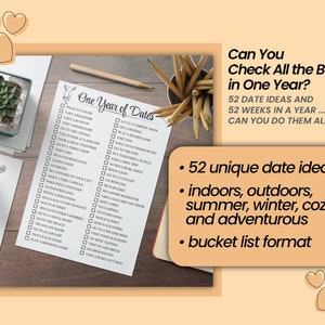 52 Date Bucket List for Couples | Romantic Date Night Ideas Gift for ...