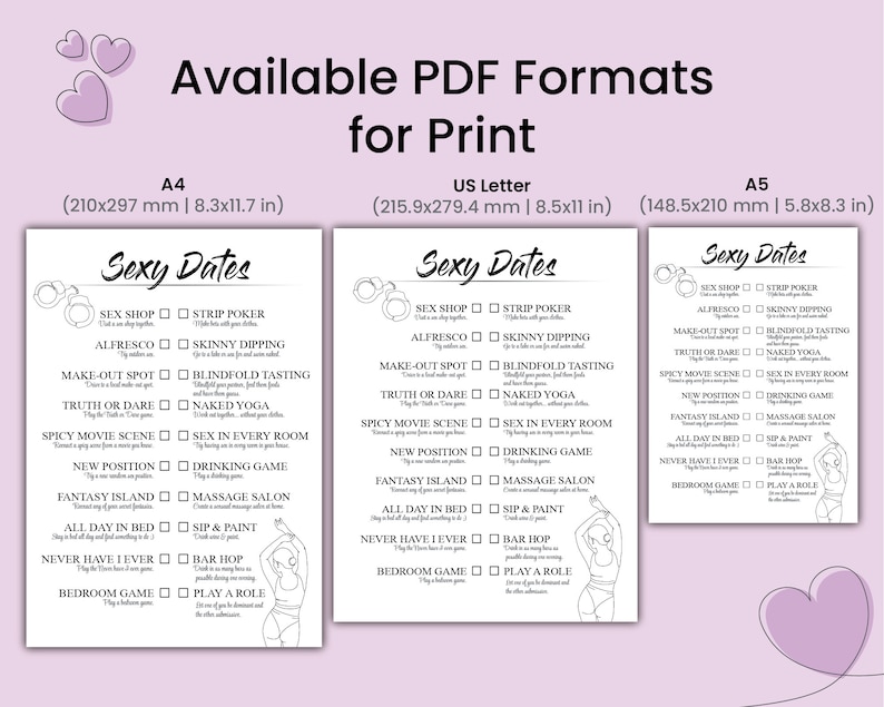 Adult Date Ideas Sex Bucket List For Couples Sexy Date Night Ideas Printable Valentines T For