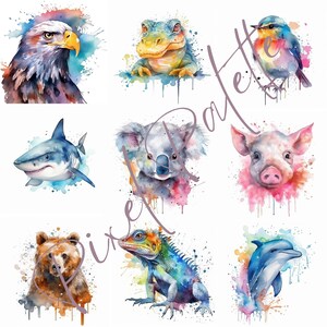 Watercolor Cute Animals Clipart Bundle, Animal Nursery Print, Baby ...
