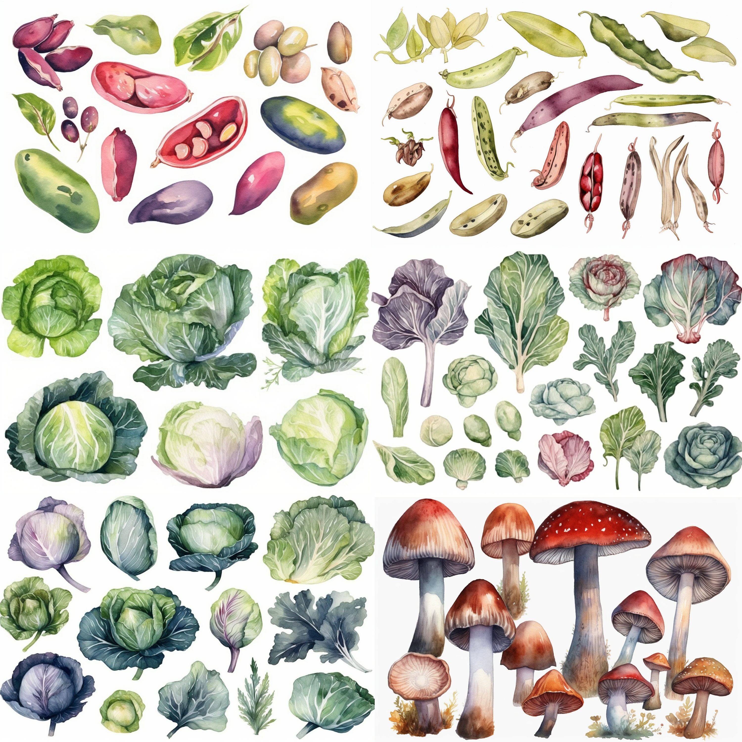 Watercolor Vegetables Clipart Bundle,garden Vegetable Png,healthy Food ...
