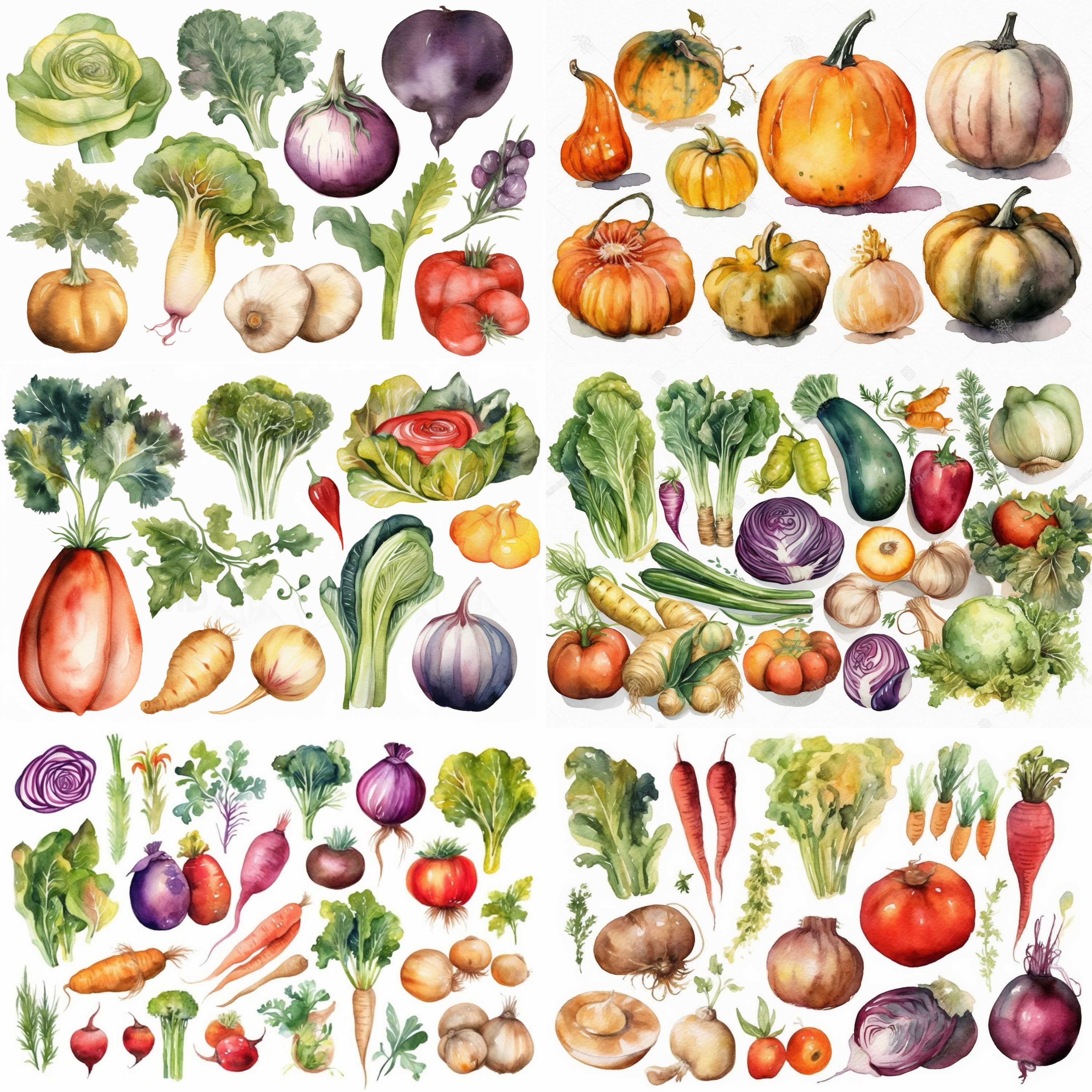 Watercolor Vegetables Clipart Bundle,garden Vegetable Png,healthy Food ...