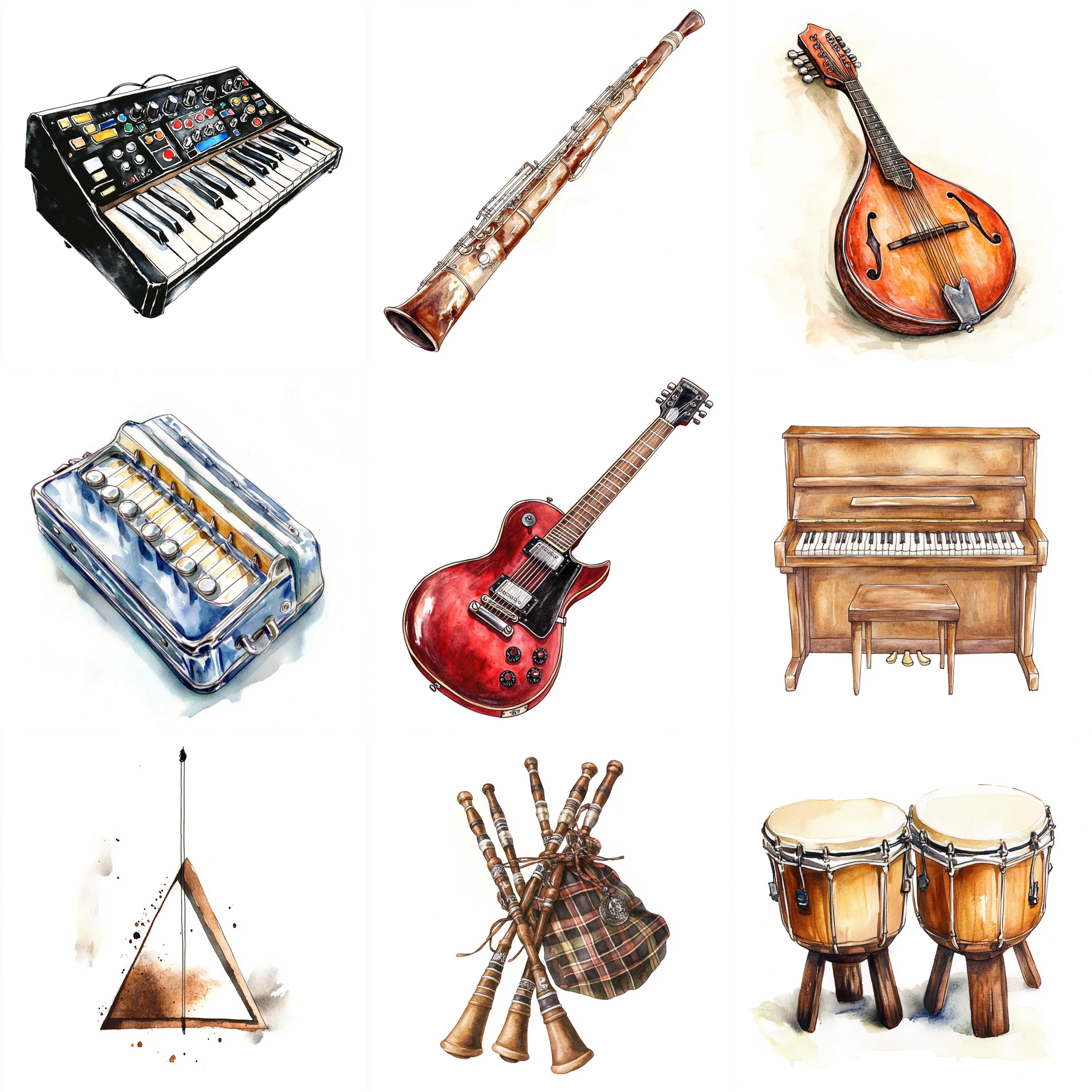Watercolor Music Instruments Clipart Bundle,music School Png,kids Music ...