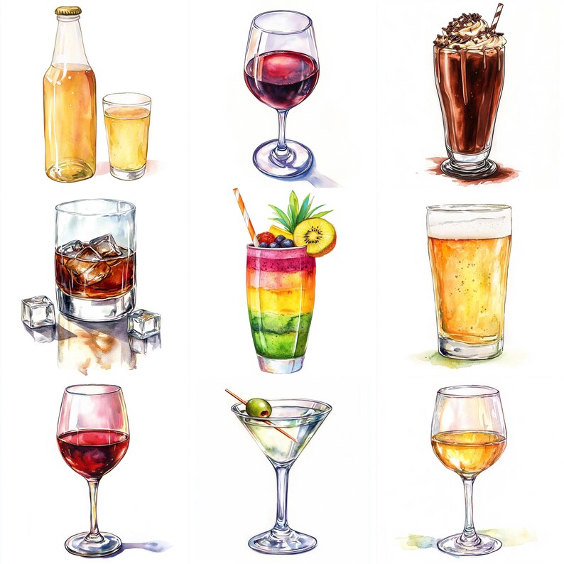 Watercolor Beverages Clipart Bundle,summer Drinks Png,spring Drinks Png ...