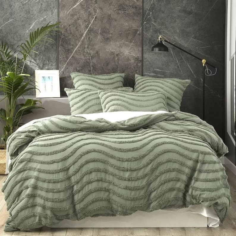 Terracotta Tufted Duvet Cover Set Cotton Duvet Cover Boho Bedding Full ...
