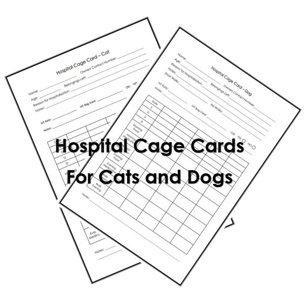 Veterinary Cage Card - Etsy Australia