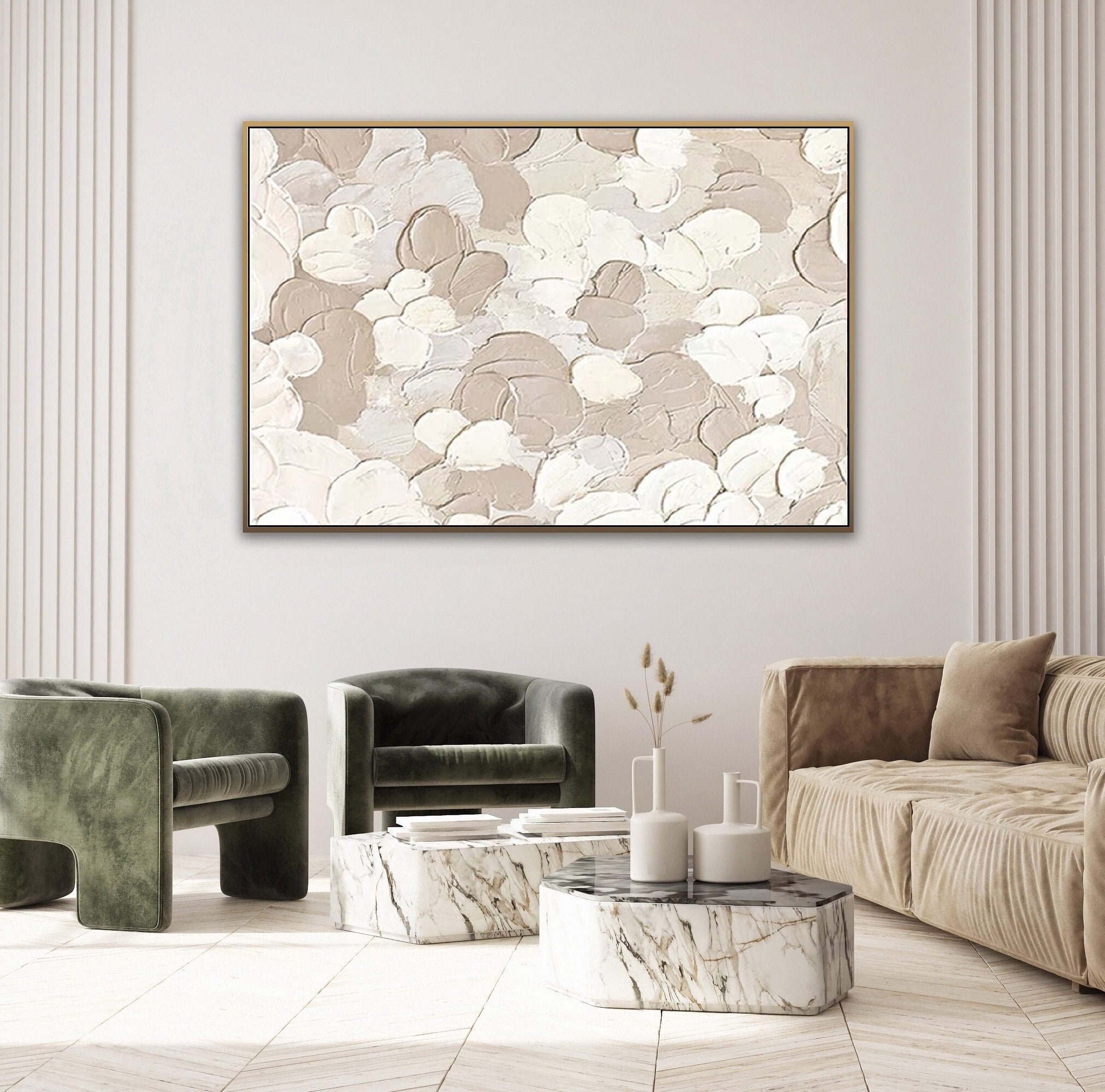 Original Beige White Abstract Paintingbeige White 3d Textured - Etsy