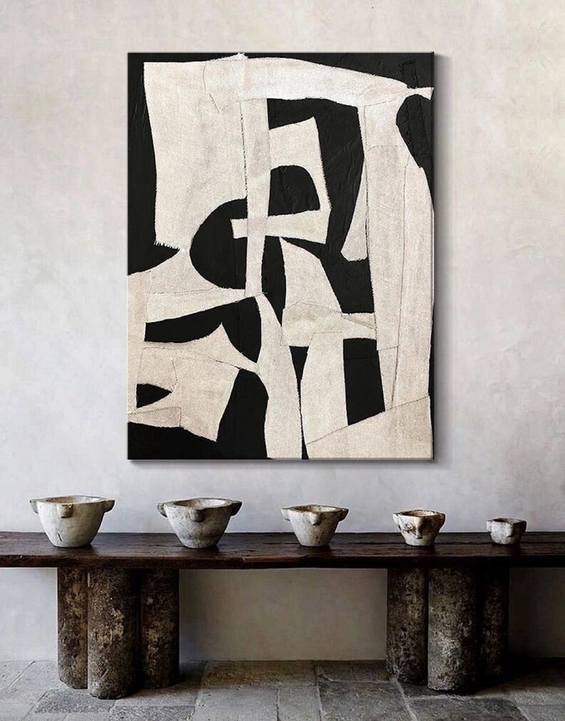 Black Beige Abstract Painting Beige Wabi Sabi Wall Art Black - Etsy