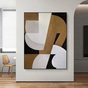 Brown and White Abstract Painting Black White Minimalist Painting on ...