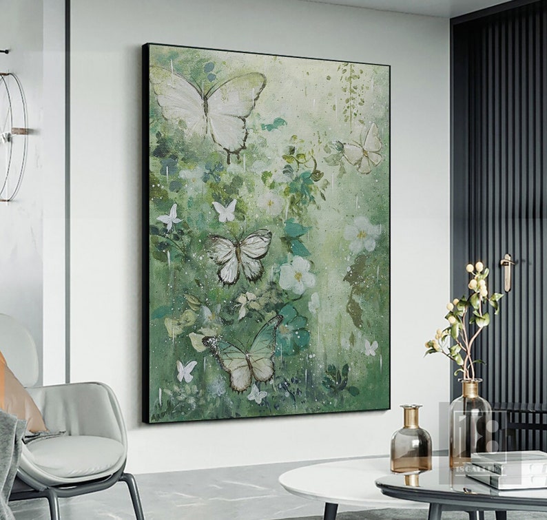 Large Butterfly Landscape Painting,modern Butterfly Painting,abstract ...