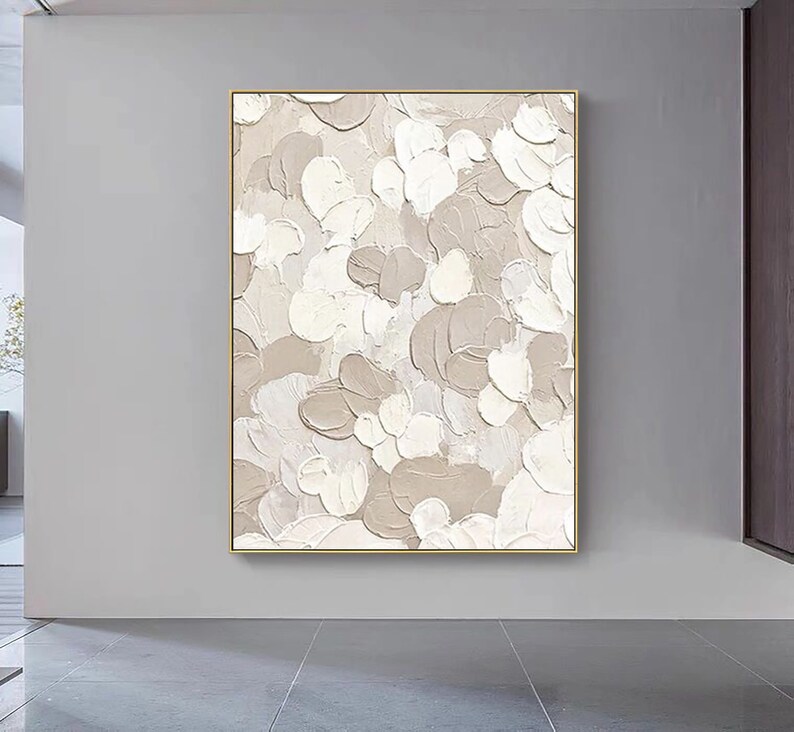 Large Original Beige White Abstract Painting White 3d Textured - Etsy