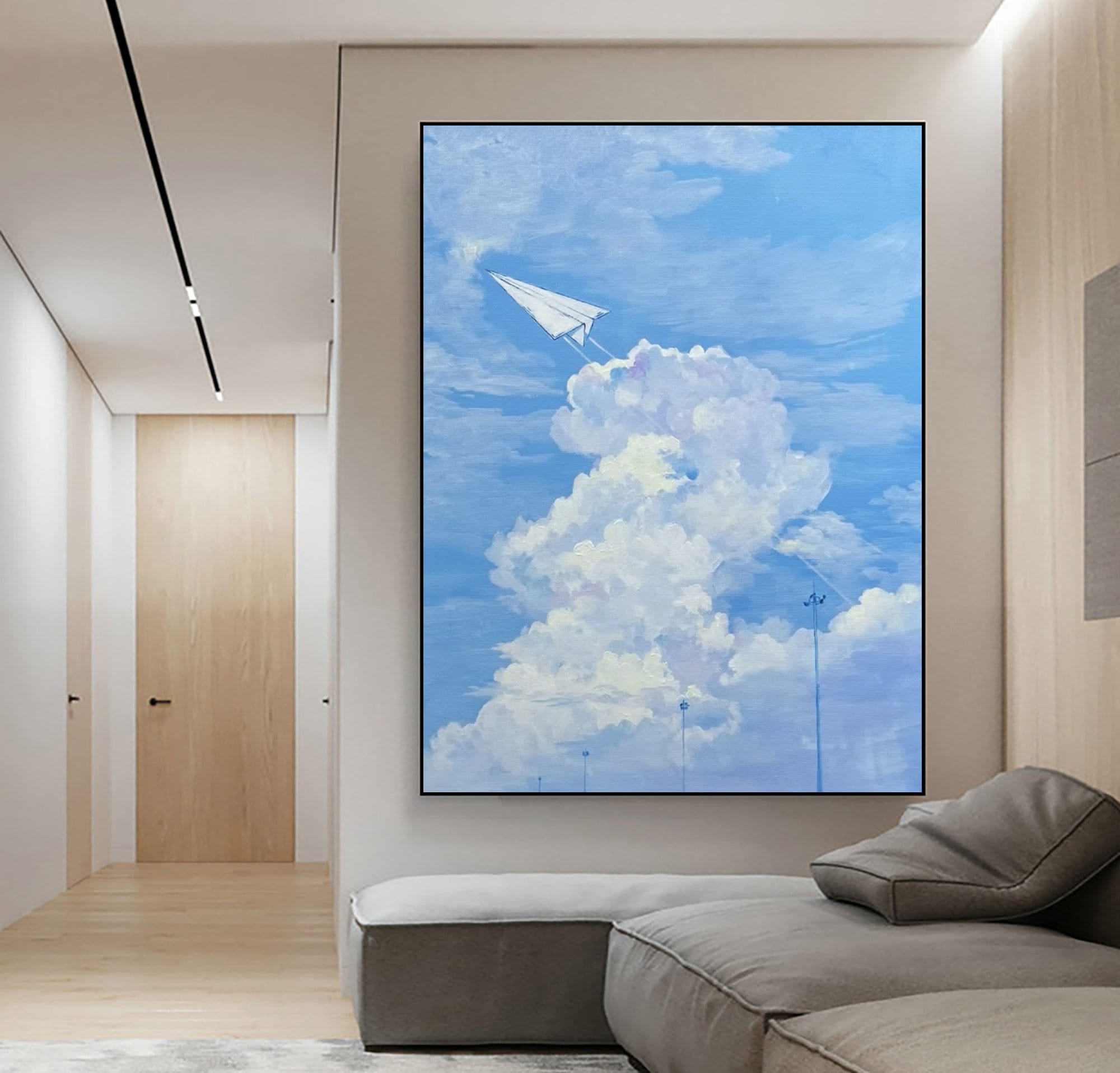 Original Blue Sky and White Cloud Painting Canvas Blue Sky - Etsy