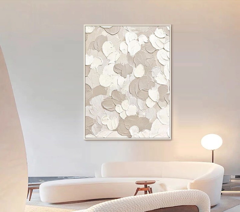 Large Original Beige White Abstract Painting White 3d Textured - Etsy