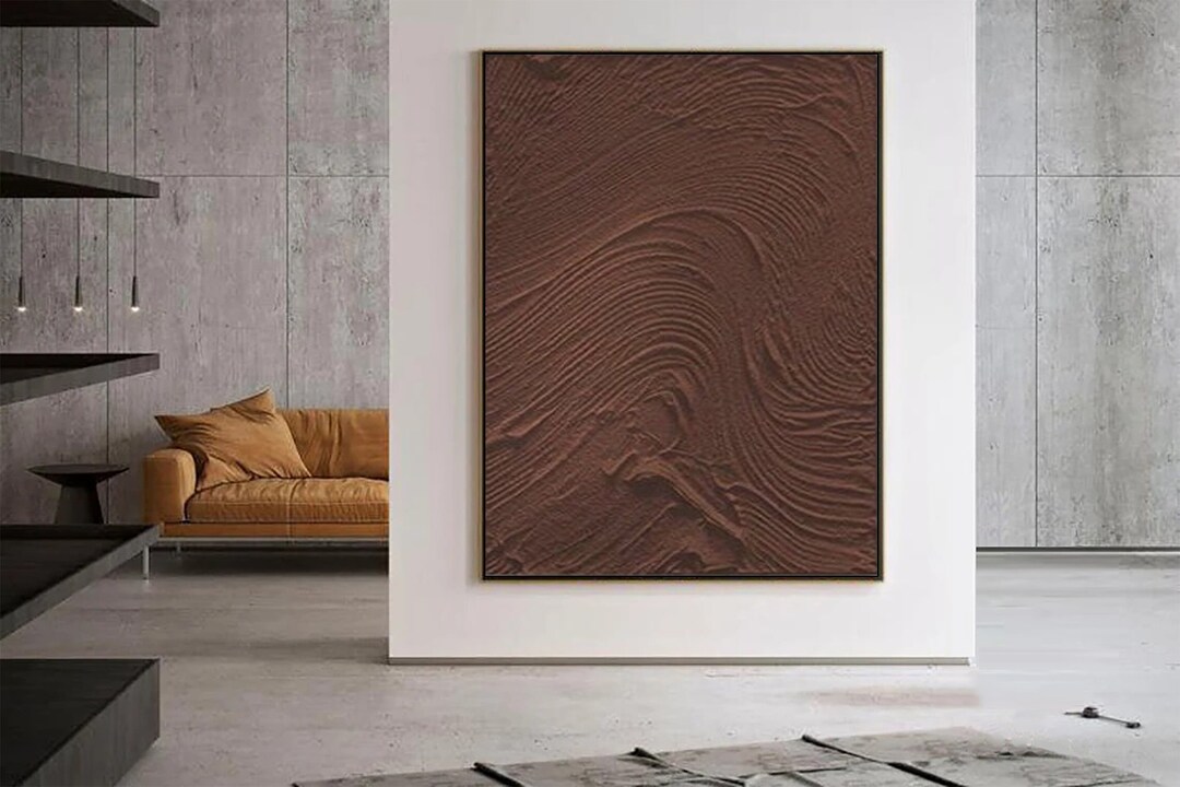 Brown 3d Textured Wall Art Brown Abstract Painting on Canvas Brown Wall ...