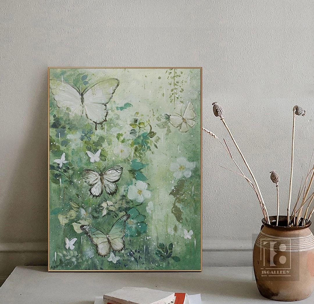 Large Butterfly Landscape Painting,modern Butterfly Painting,abstract ...