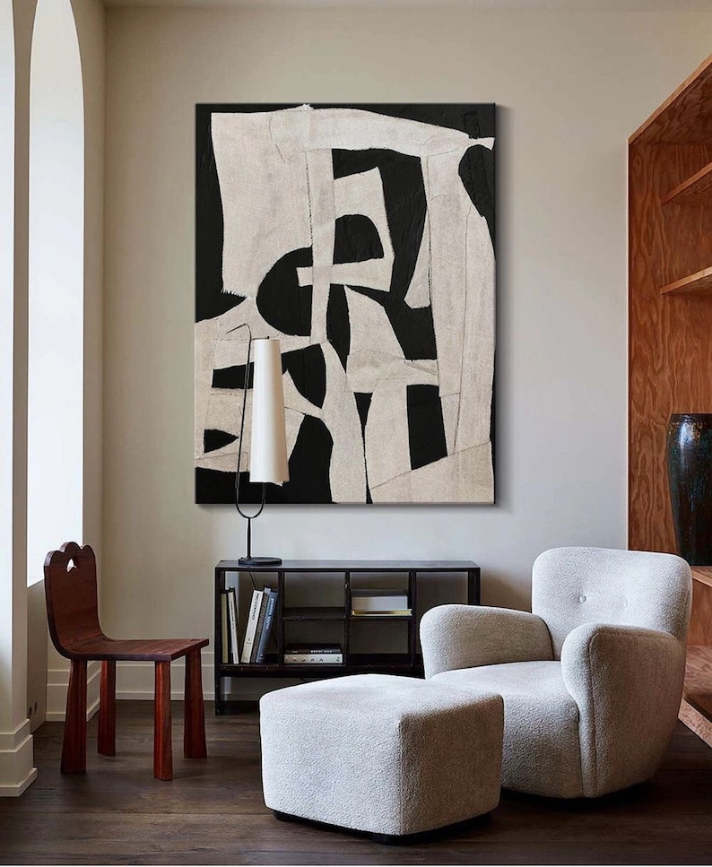 Black Beige Abstract Painting Beige Wabi Sabi Wall Art Black - Etsy