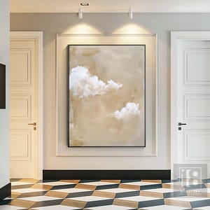 White Cloud Wall Art Large Cloudy Sky Painting Original Cloud Oil ...