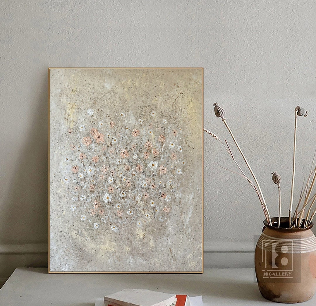 Neutral Abstract Painting,large Modern Abstract Flower Painting ...