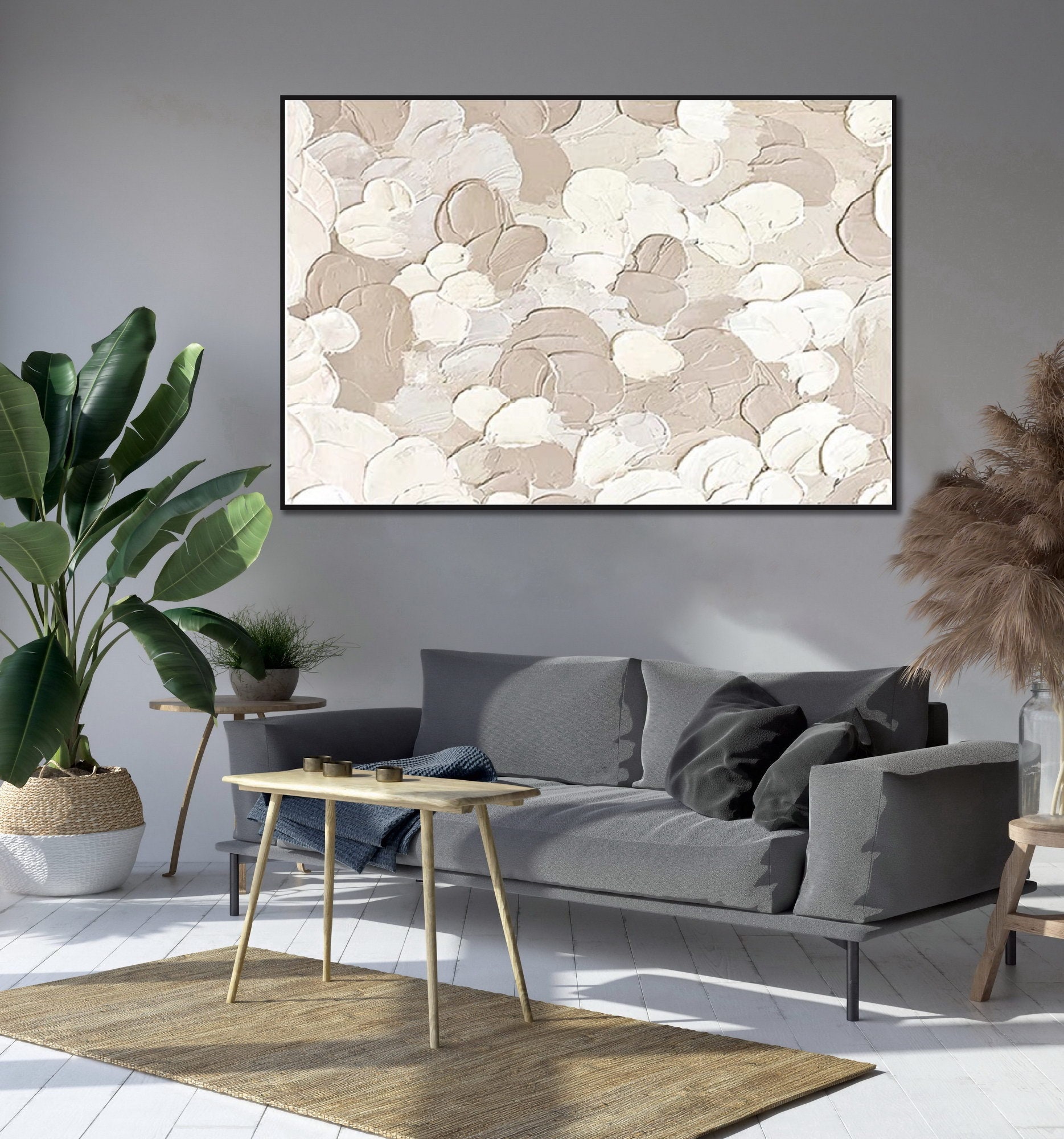 Original Beige White Abstract Paintingbeige White 3d Textured - Etsy