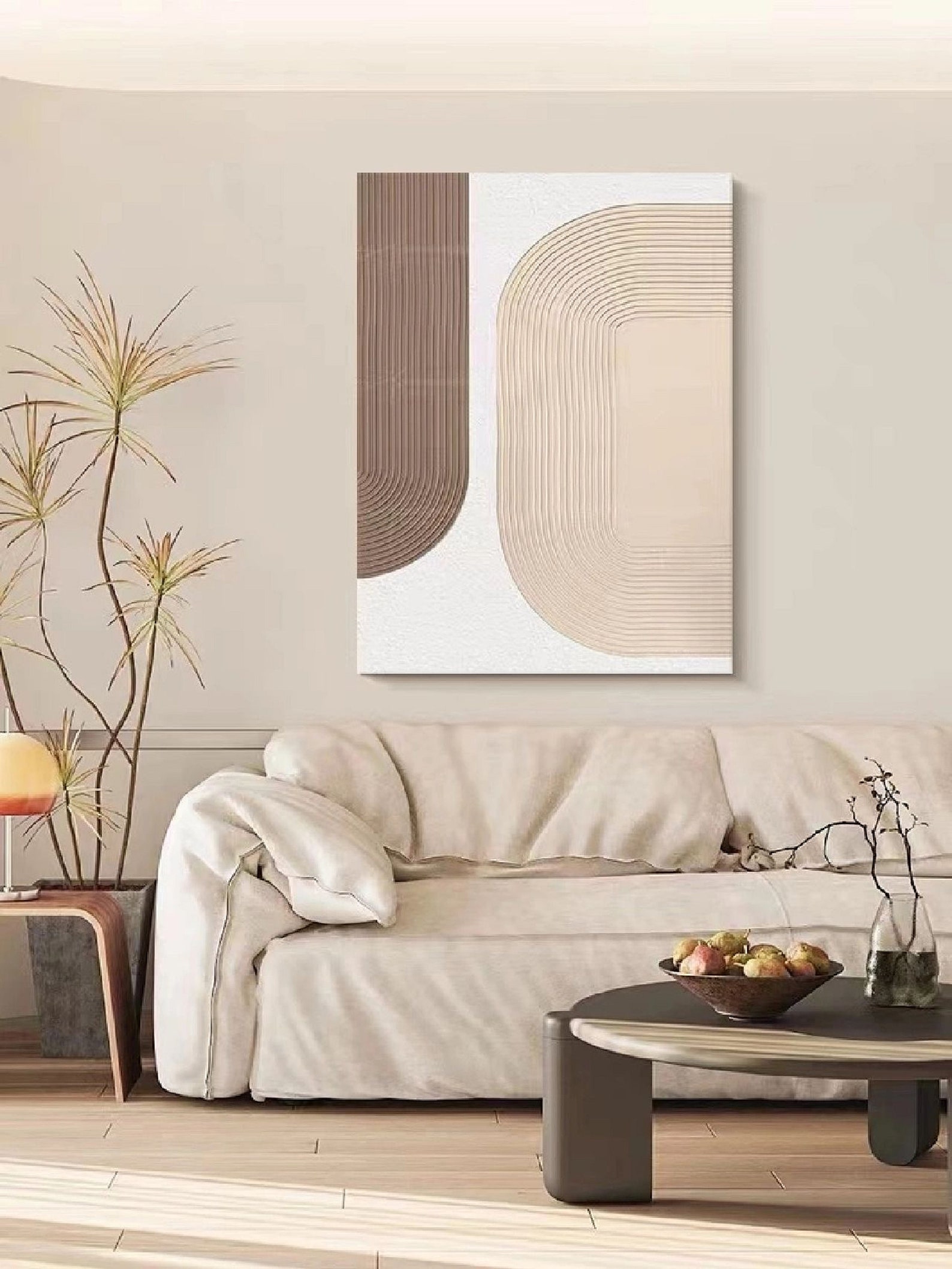 Beige Arch Wall Art Beige Textured Wall Art Beige Painting Beige and ...