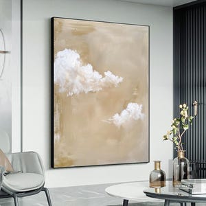 White Cloud Wall Art Large Cloudy Sky Painting Original Cloud Oil ...