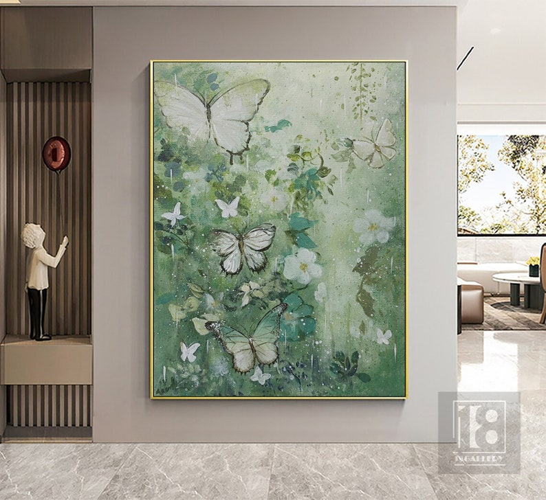 Large Butterfly Landscape Painting,modern Butterfly Painting,abstract ...
