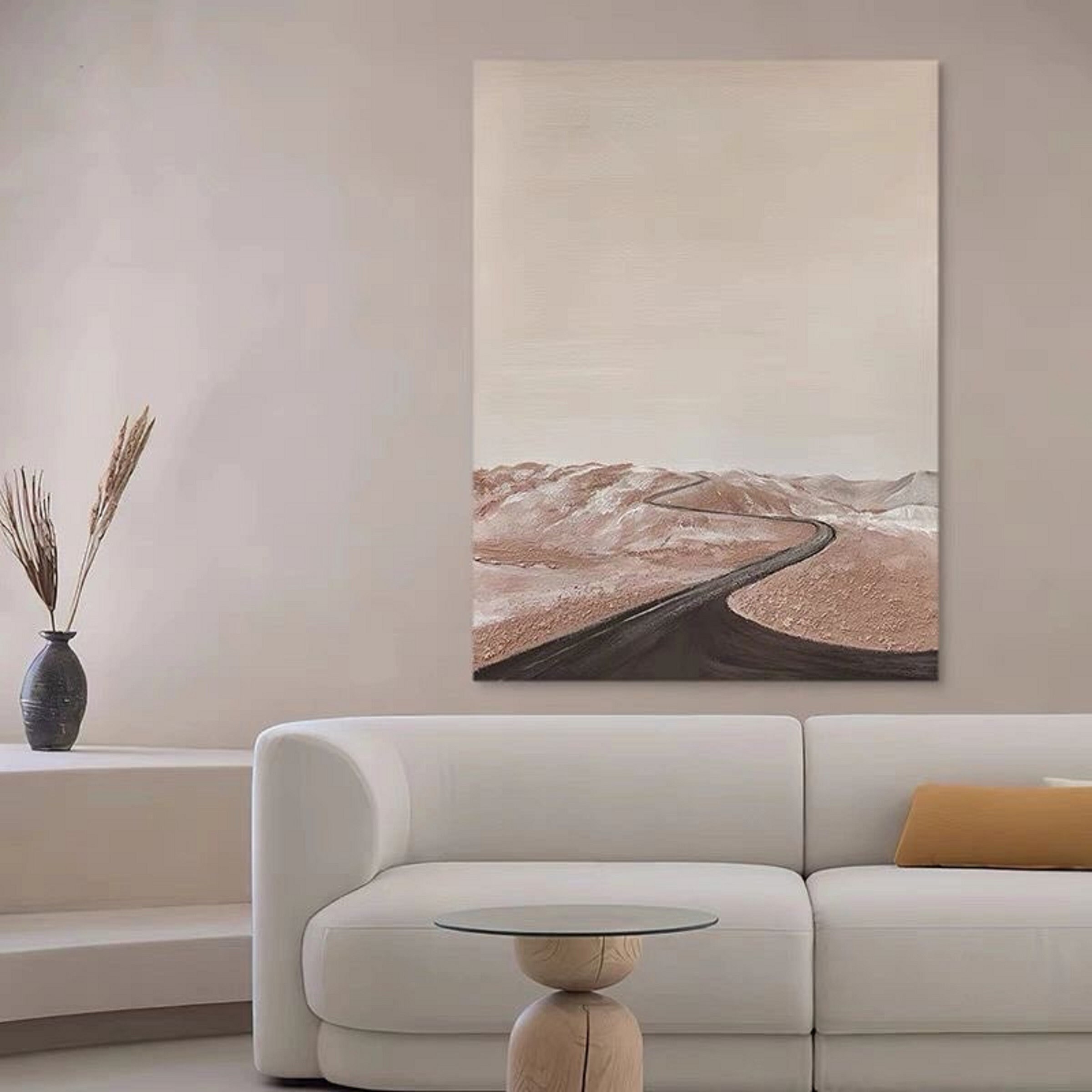 Original Beige Abstract Painting,beige Abstract Landscape Painting ...
