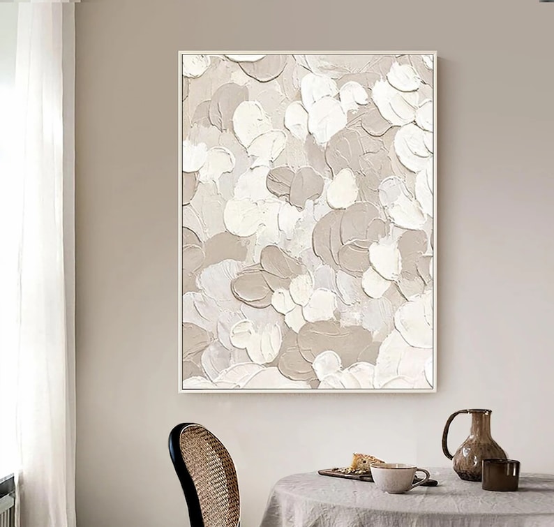 Large Original Beige White Abstract Painting White 3d Textured - Etsy