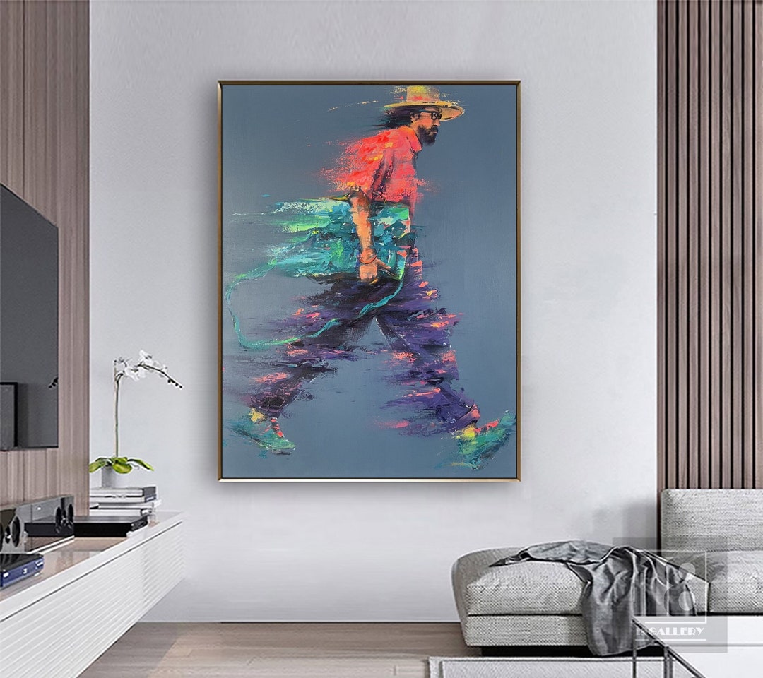 A Busy Man - Figure Abstract Painting on Canvas,textured Wall Art ...
