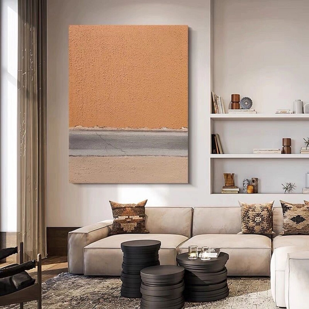 Beige Abstract Painting on Canvas,beige Minimalist Wall Art,beige Wall ...