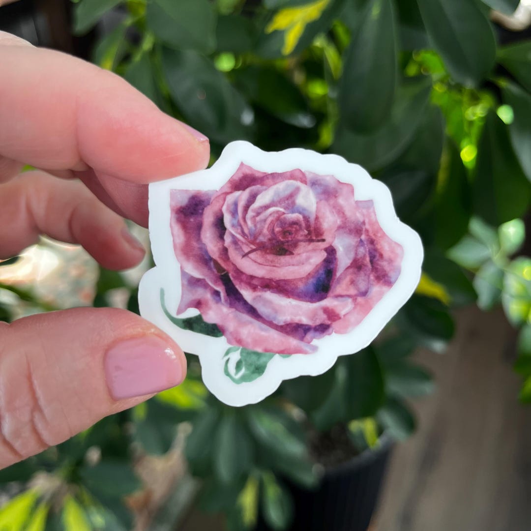 Rose Sticker | Die Cut Glossy Vinyl Waterproof Stickers - Etsy