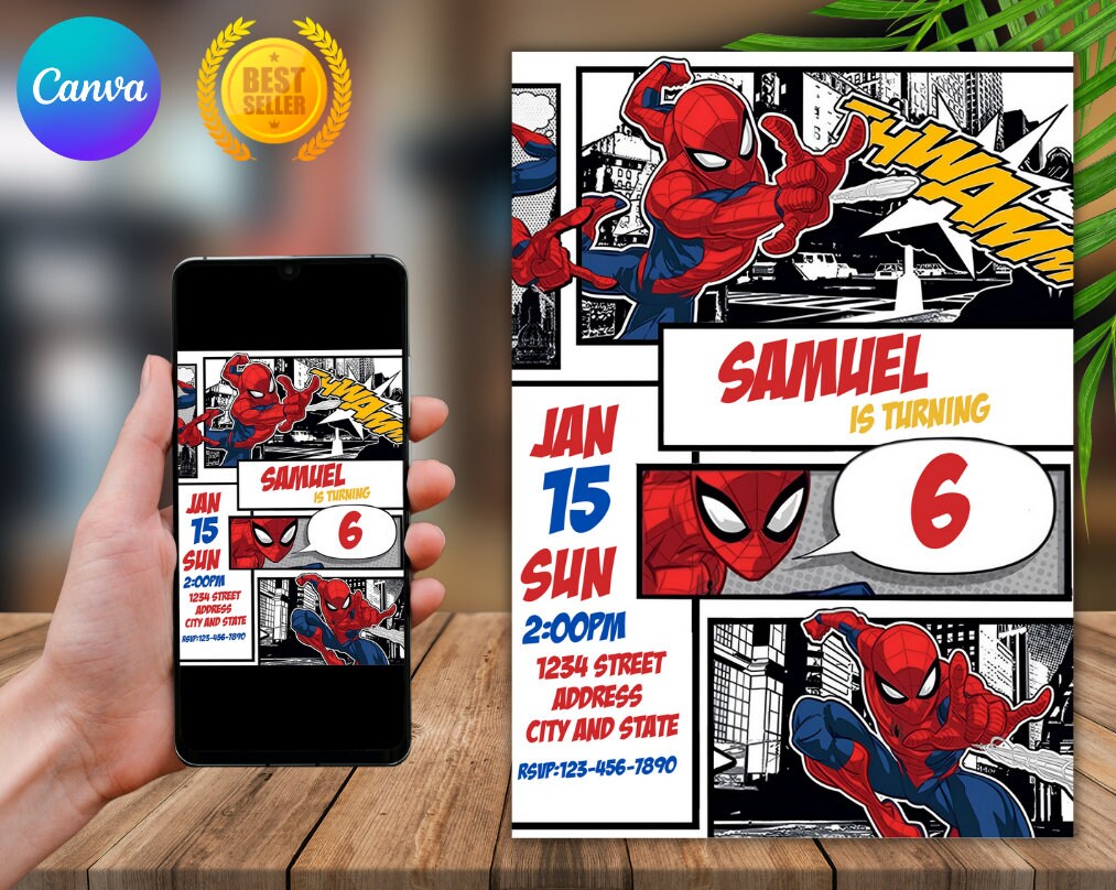 Spiderman Birthday Invitation Spiderman Party Invite Instant Download ...