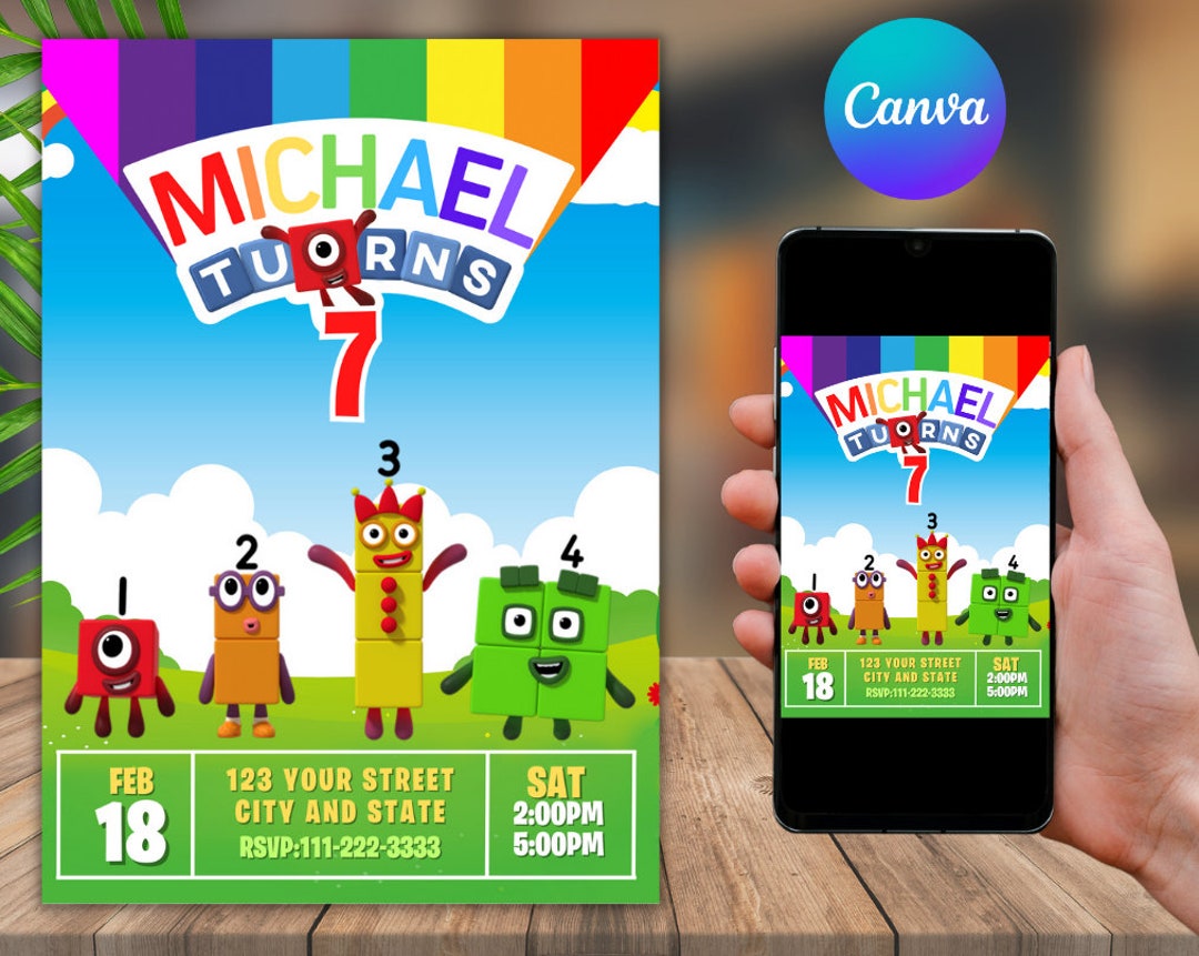 Numberblocks Birthday Invitation Numberblocks Party Invite - Etsy New ...