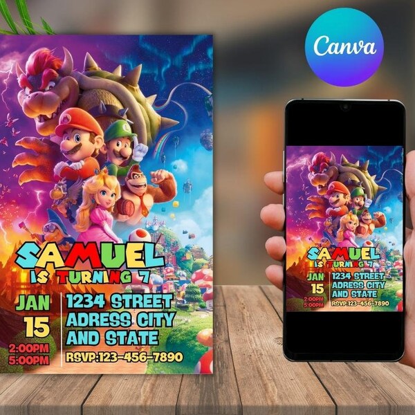 Super Mario Birthday Invitation Personalized - Etsy