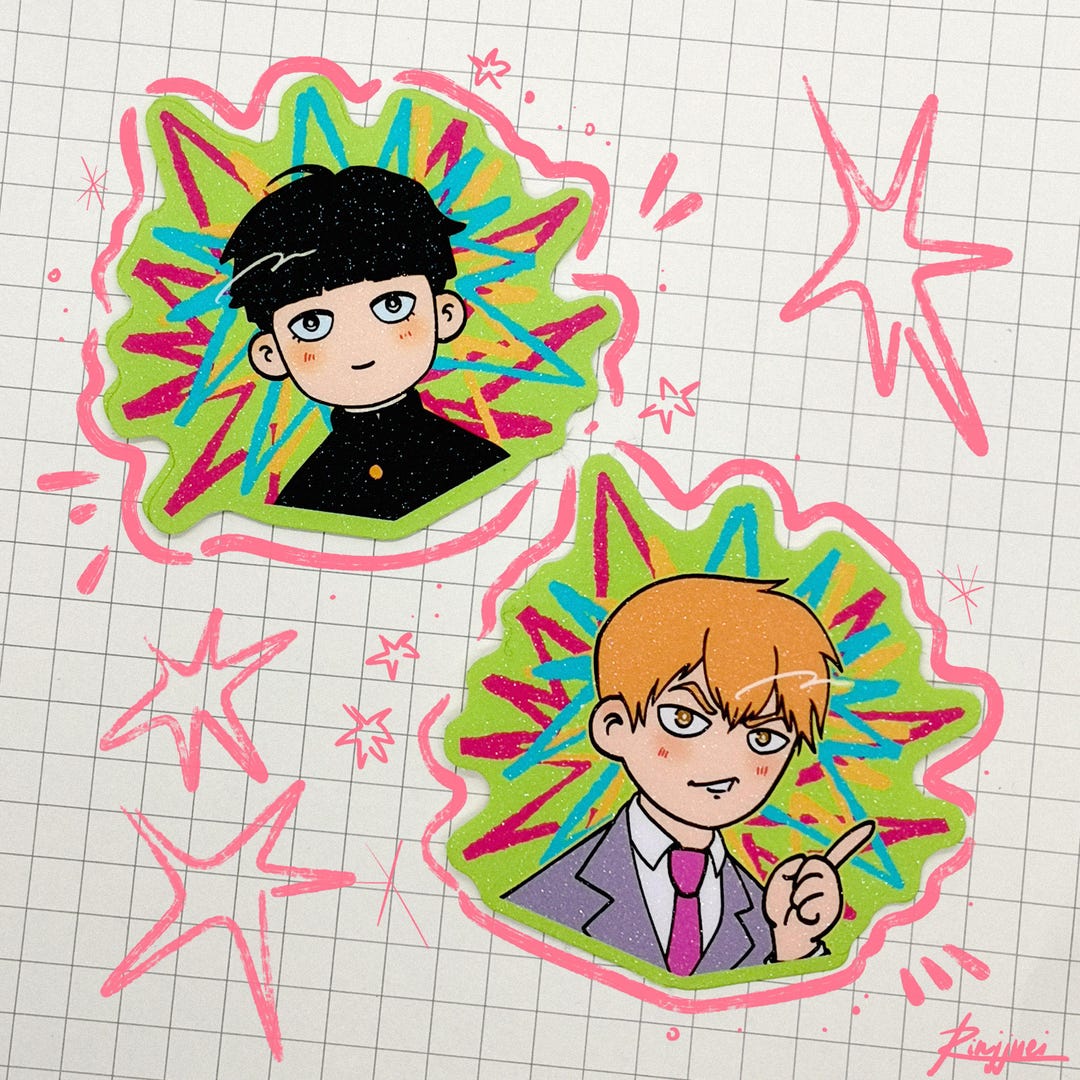 Mob Psycho 100 Mob & Reigen Stickers - Etsy