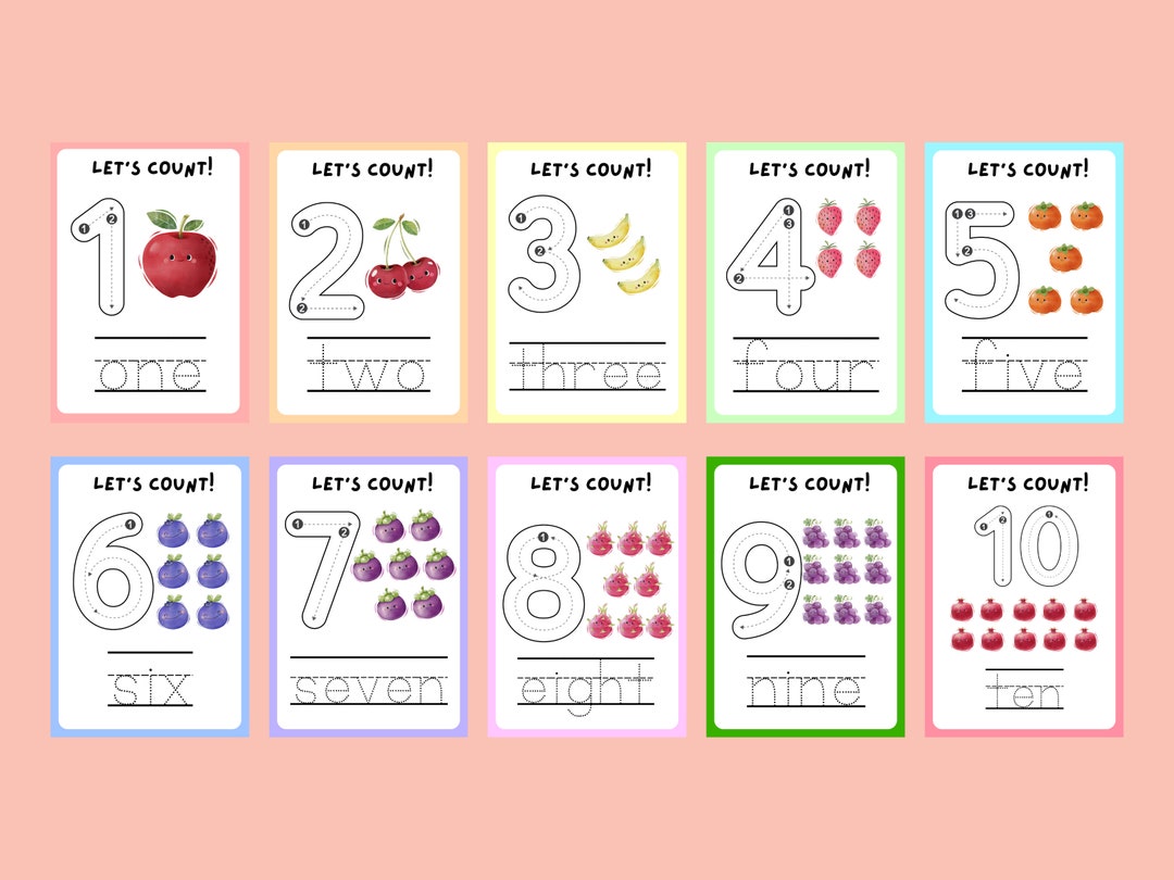 Number Count Worksheets for Preschool Printable PDF Digital Number Art ...