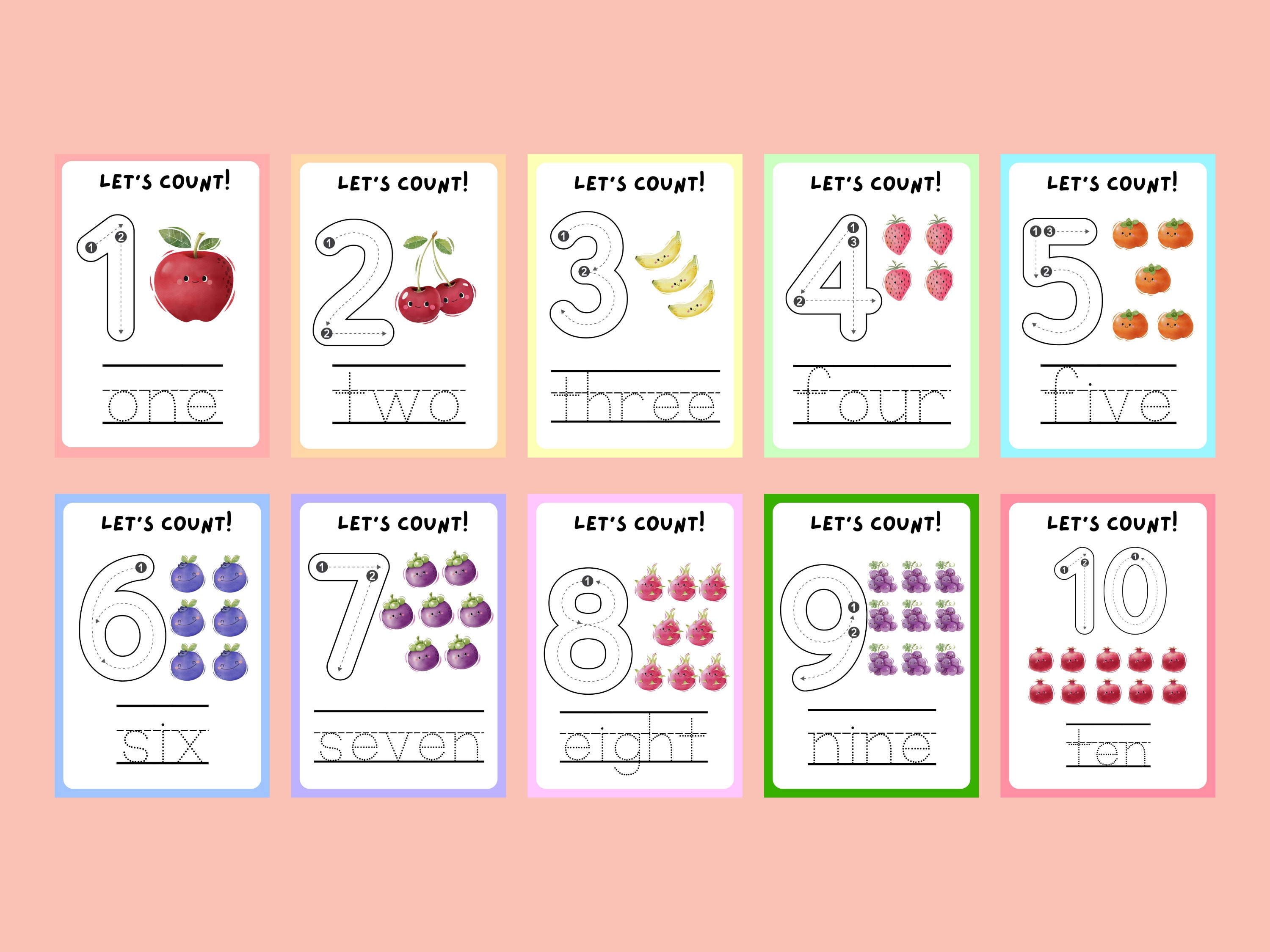 Number Count Worksheets for Preschool Printable PDF Digital Number Art ...