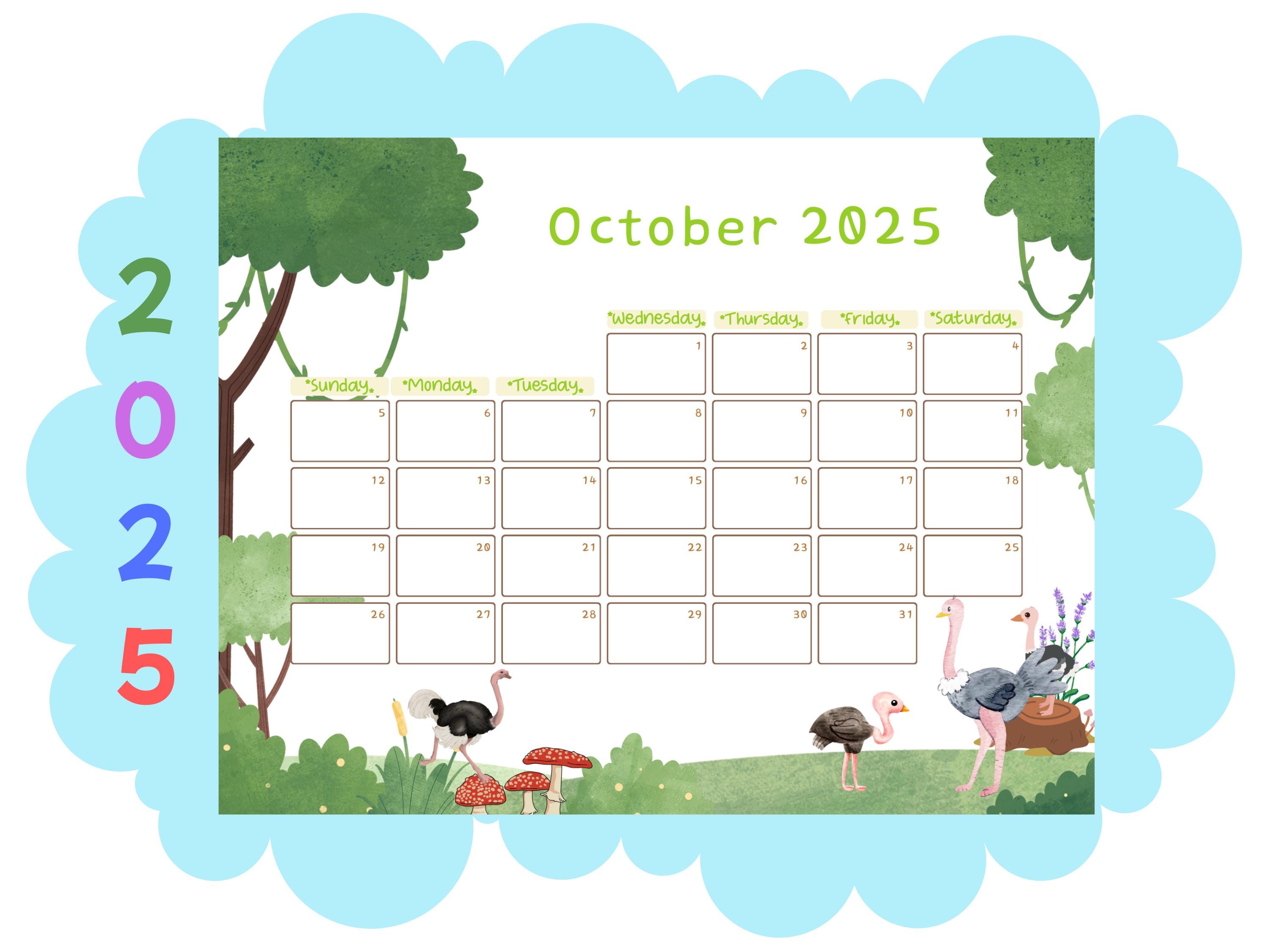 2025 Calendar Printable, Cute Kids Calendar 2025, Wall Calendar for ...