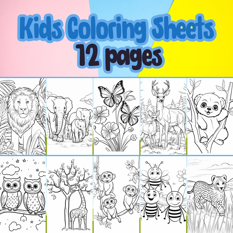 Animal Coloring Pages for Kids Cute Animal Coloring Sheets Toddler ...